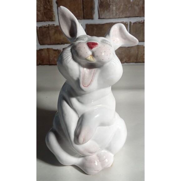 Art | Vintage Terracotta Italian Art Pottery 7 White Laughing Rabbit ...